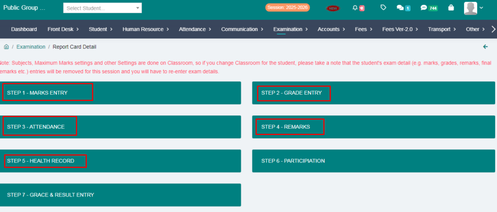 Marks Entries | EduChanger's ERP Help