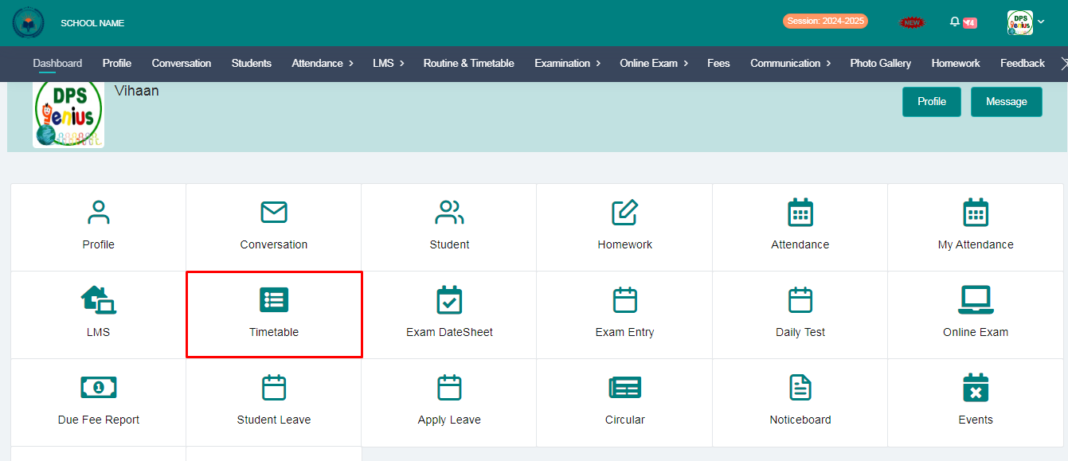 Check my Timetable | EduChanger's ERP Help